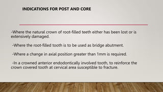 POST&CORE.ppt | Dental Health | Diseases and Conditions