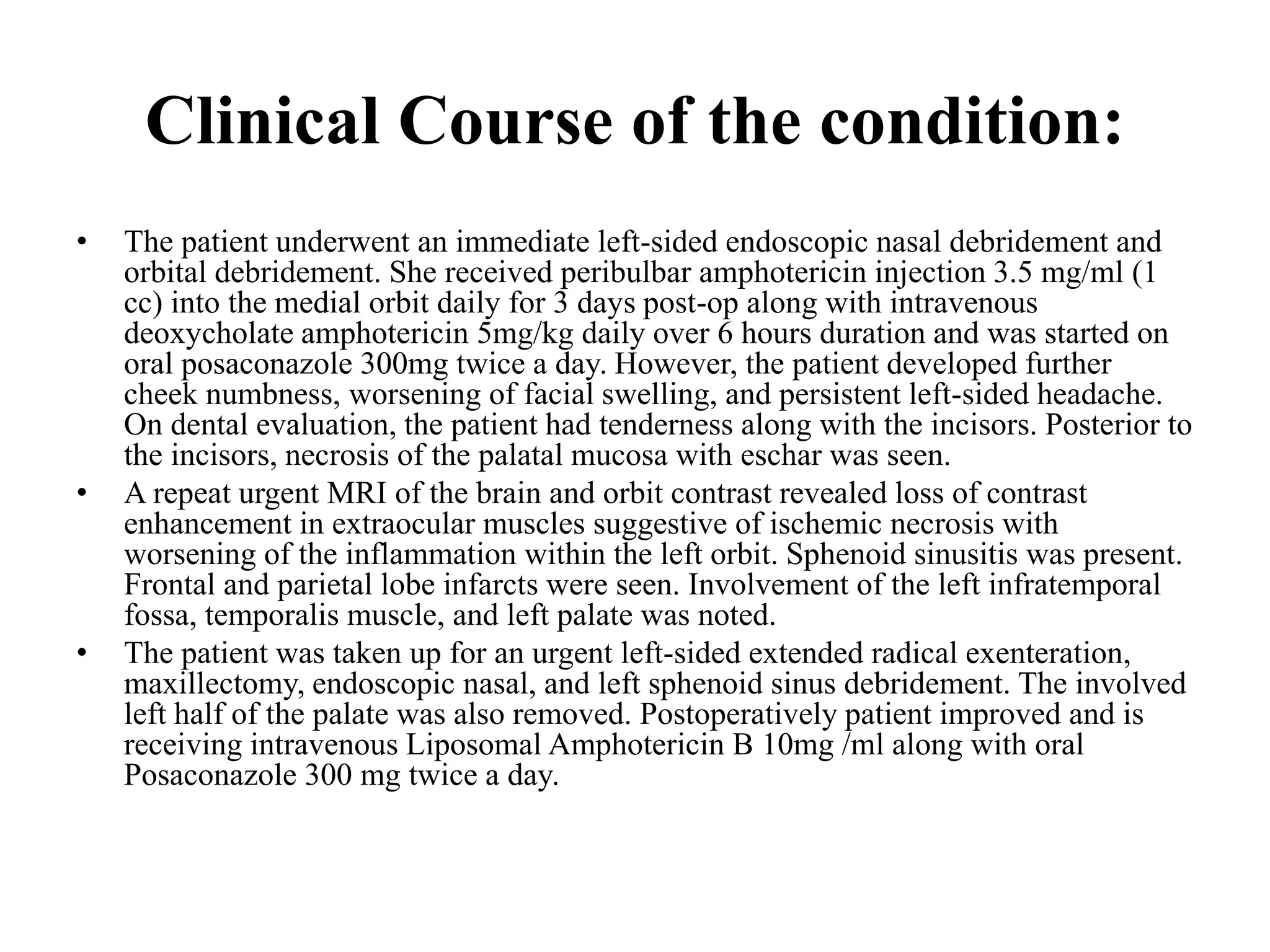 Post covid 19 left-sided rhino-orbital-cerebral mucormycosis (rocm) | PPTX