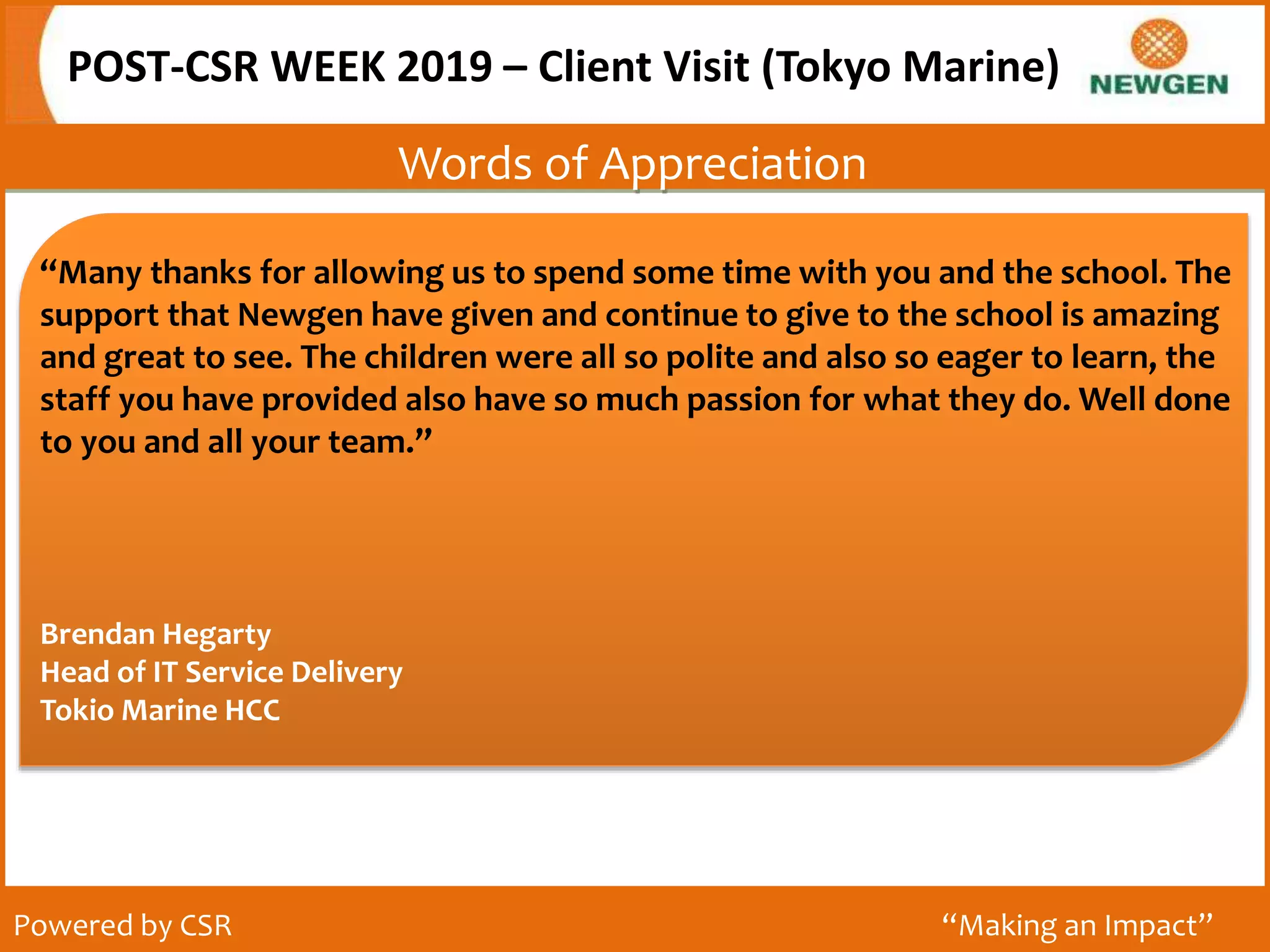 Newgen CSR - Post CSR Week | PPT