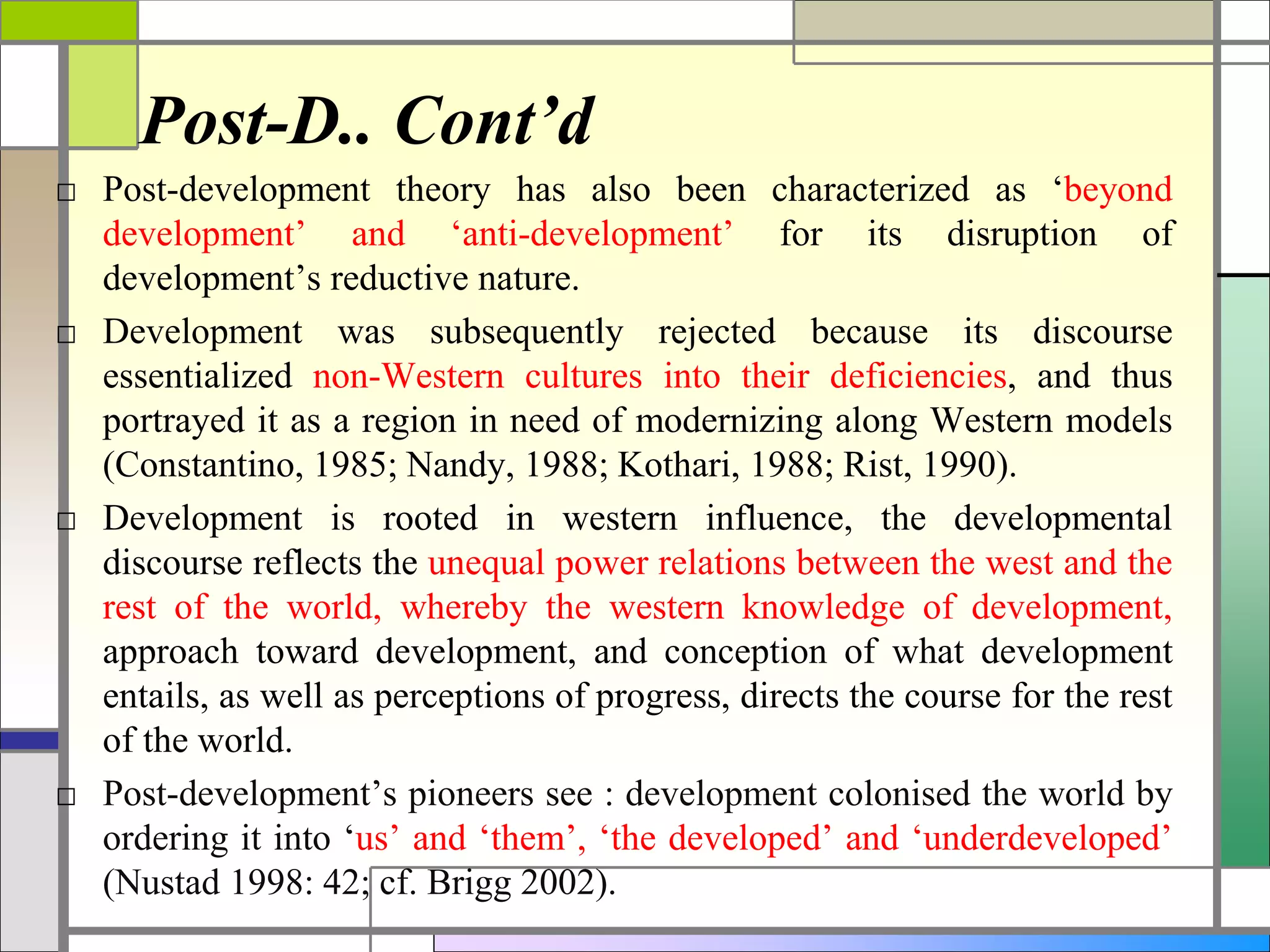 Post Development Theory Ppt