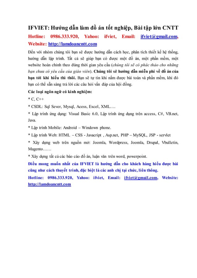 làm đồ án cntt | PDF