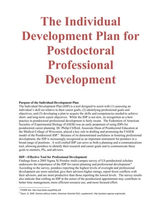 The Individual Development Plan for Postdoctoral Professional ...