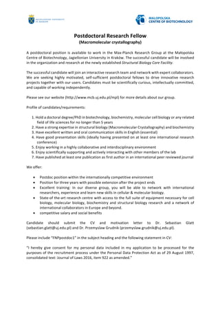 Postdoctoral research fellow | PDF