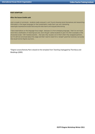 Dogme Workshop Materials | PDF
