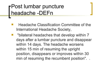 Post Dural Puncture Headache | PPT