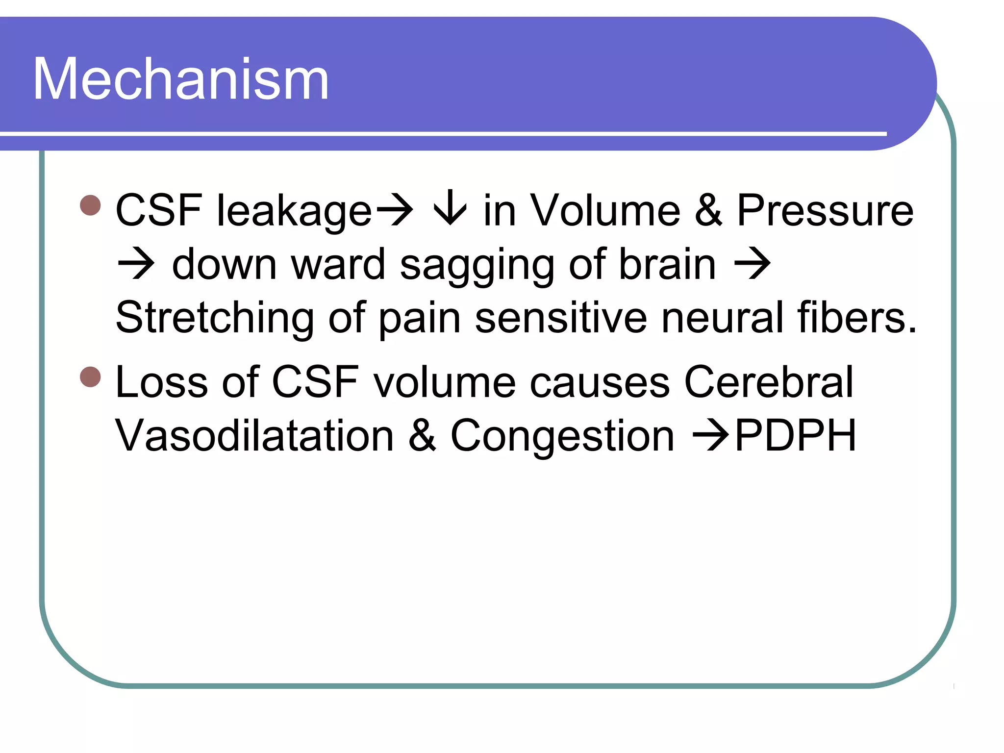 Post dural puncture headache | PPT