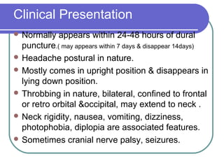 Post dural puncture headache | PPT
