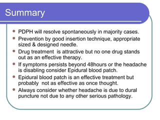 Post dural puncture headache | PPT