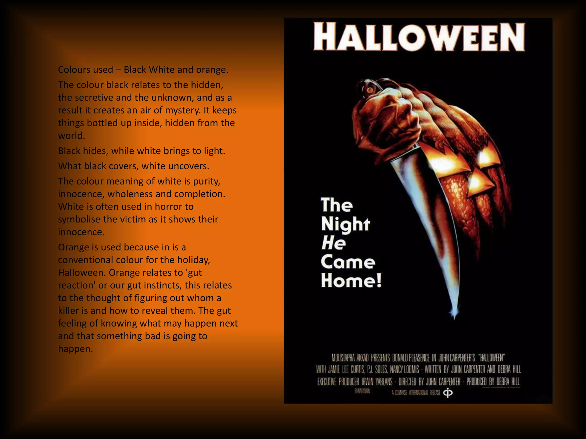 Poster ananlysis (1978) halloween | PPTX