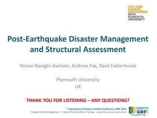 Post-Earthquake Disaster Management and Structural Assessments, Mr ...