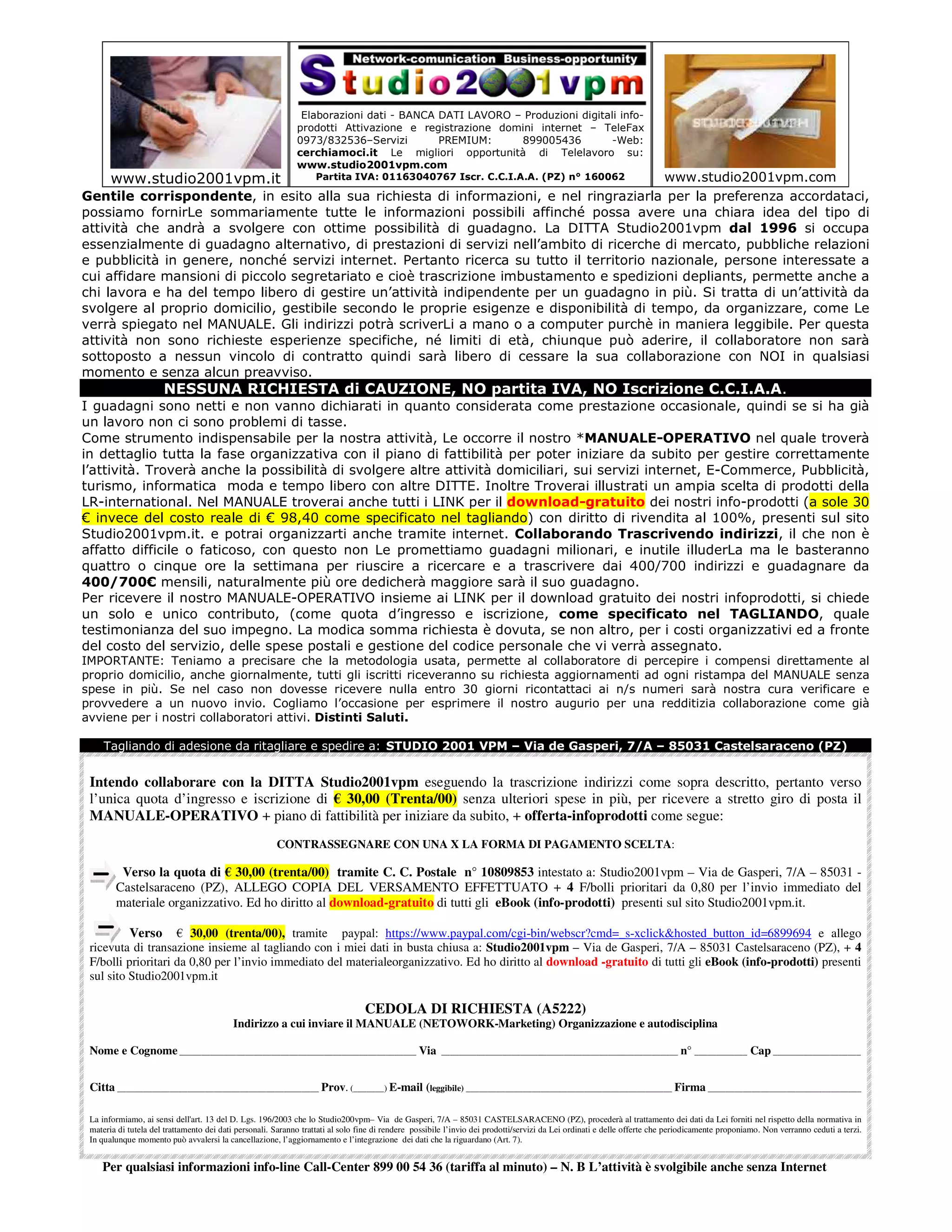 Opportunità di guadagno alternativo | PDF