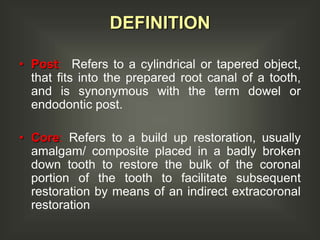 POST ENDODONTIC RESTORATION(Dr SAICHARAN) | PPT