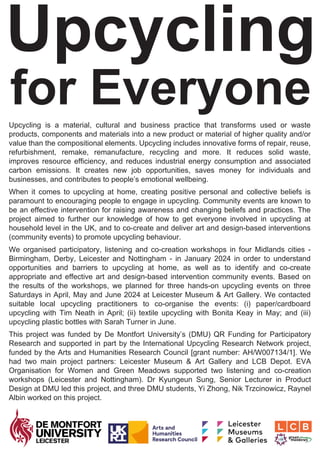 Upcycling for Everyone project exhibition posters | PDF