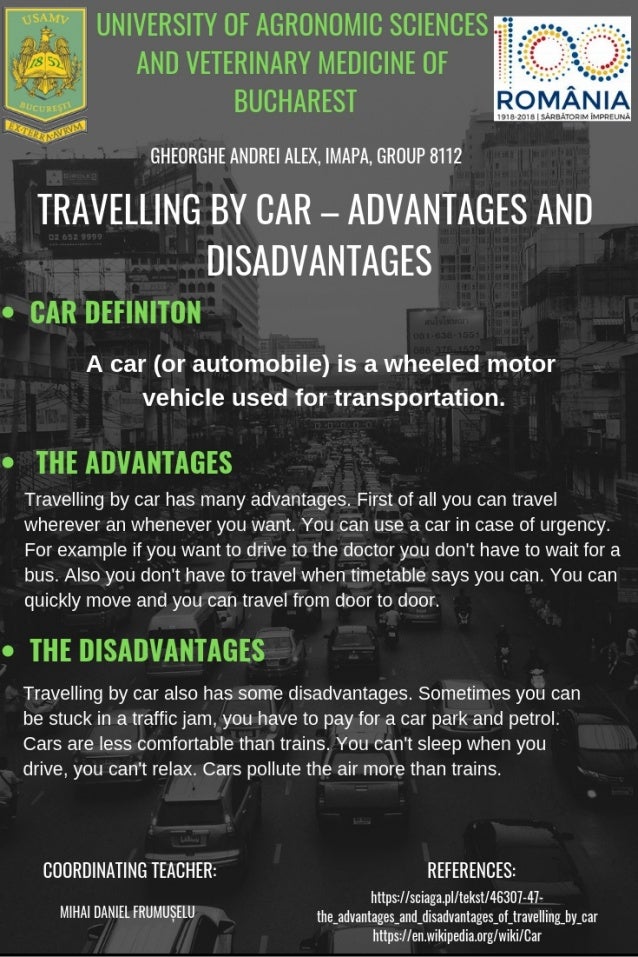 Travelling by car – advantages and disadvantages Travelling by car – advantages and disadvantages