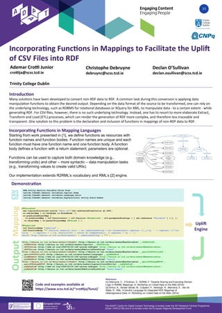 Incorporating Functions in Mappings to Facilitate the Uplift of CSV Files into RDF | PDF