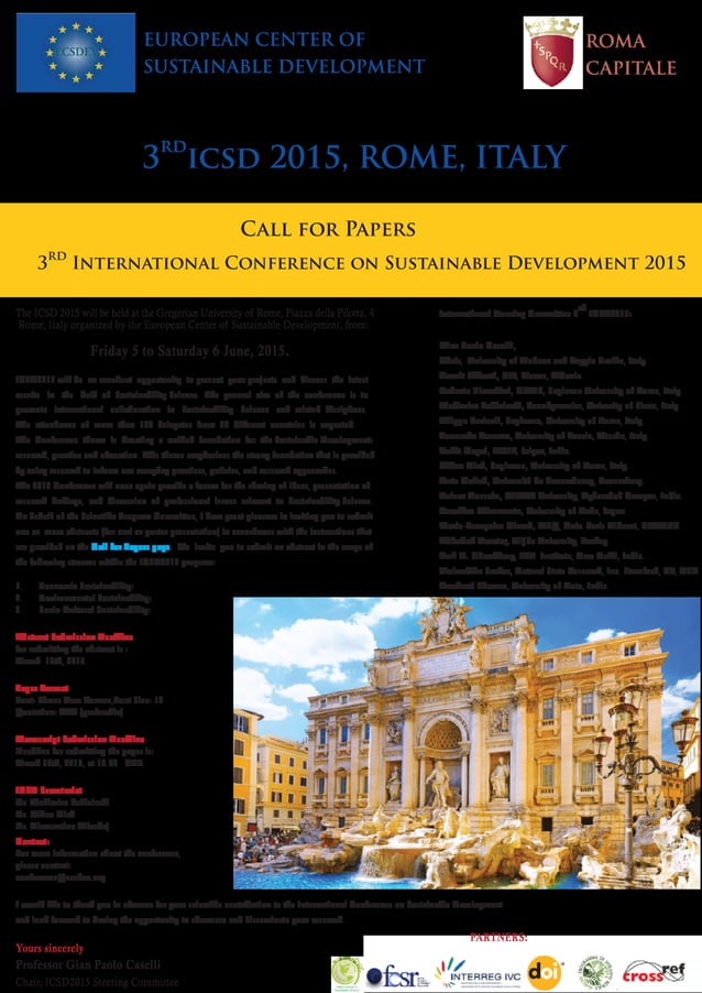 3rd ICSD 2015, 5-6 June, Rome, Italy. International Conference on Sustainable Development | PDF
