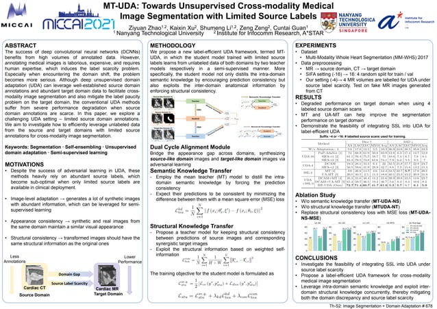[MICCAI 2021 - Poster] MT-UDA: Towards unsupervised cross-modality ...