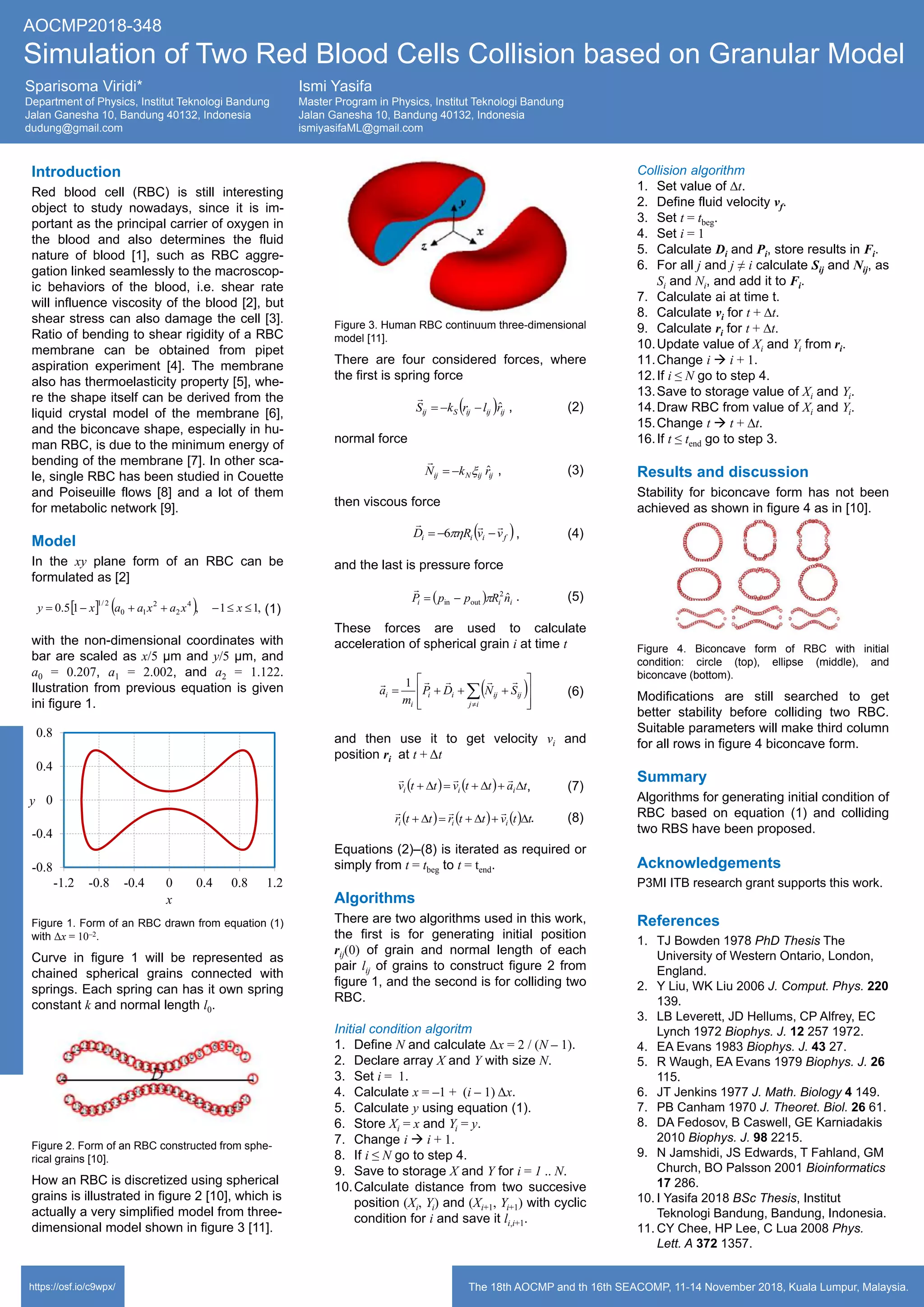 Simulation of Two Red Blood Cells Collision based on Granular Model | PPTX