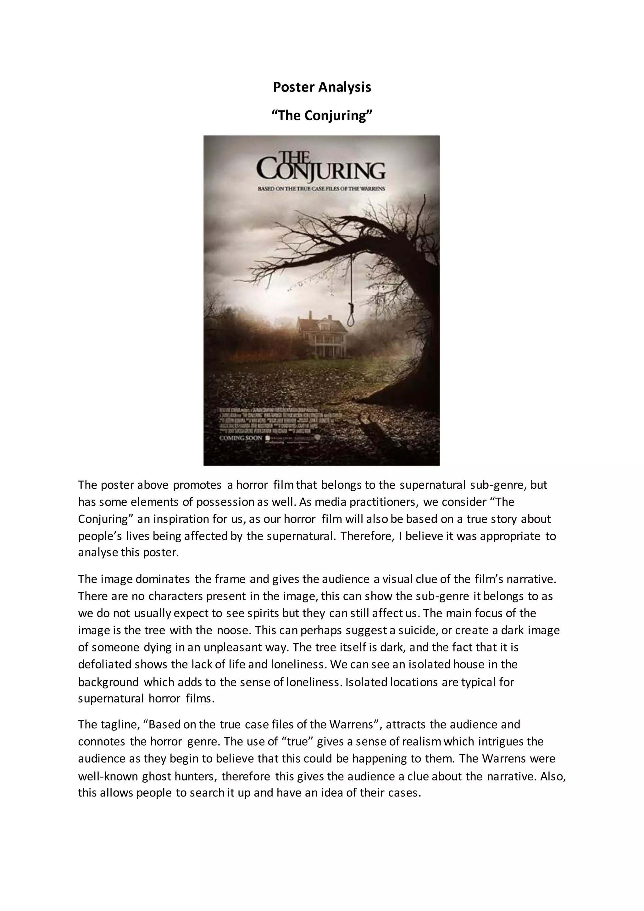 Poster Analysis - The Conjuring | DOCX