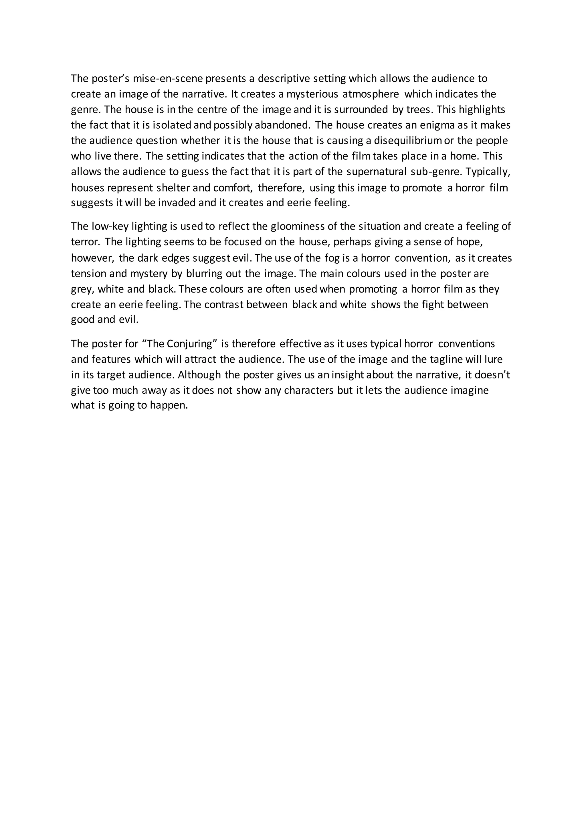 Poster Analysis - The Conjuring | DOCX