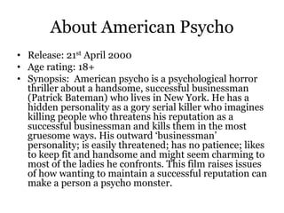 Poster analysis: American Psycho | PPTX