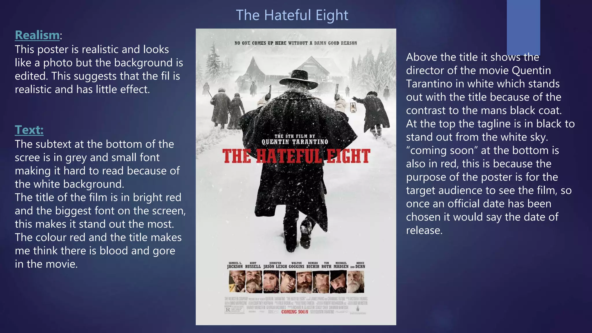 Poster analysis the hateful eight | PPTX
