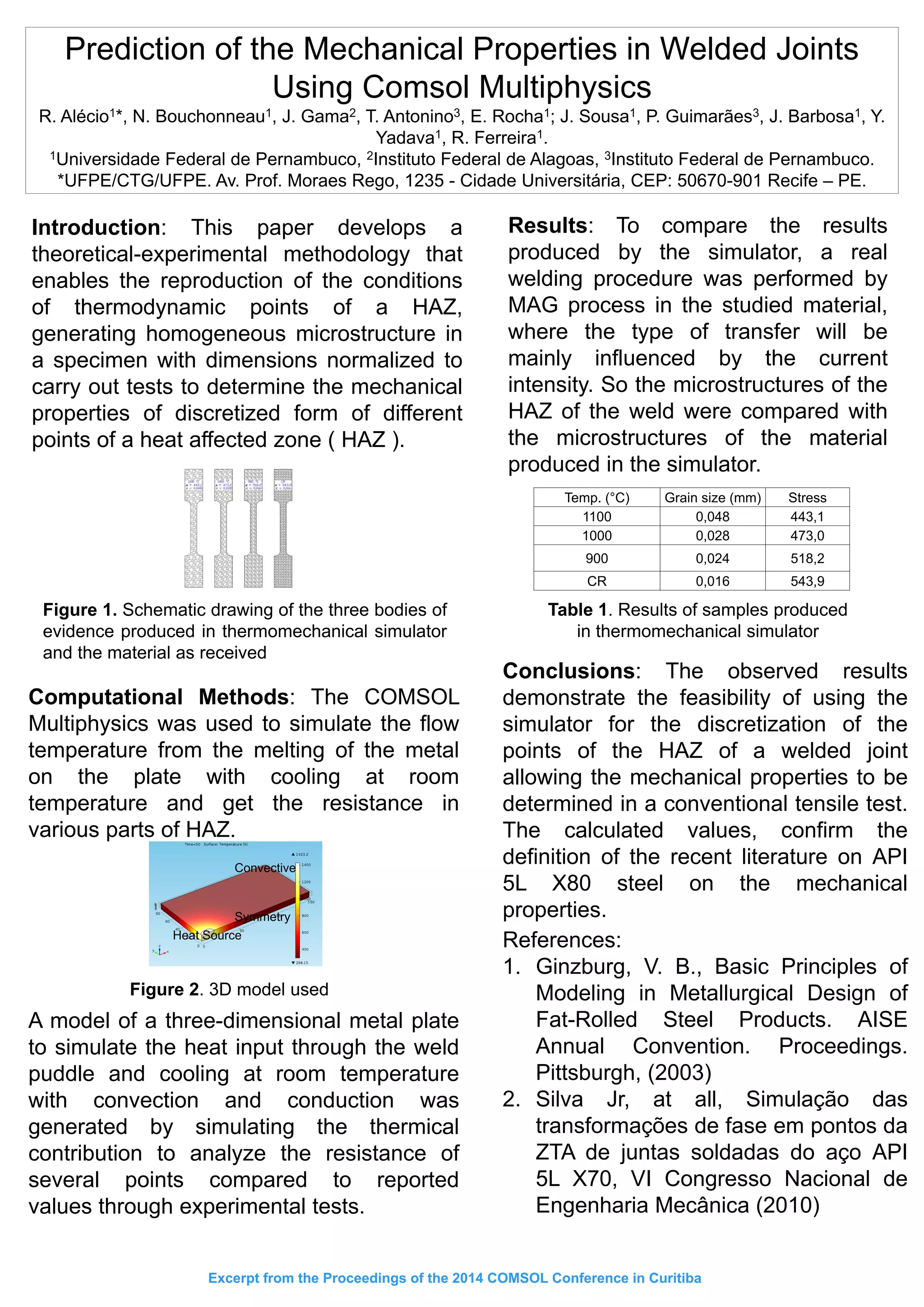 Prediction of the Mechanical Properties in Welded Joints Using Comsol Multiphysics | PDF