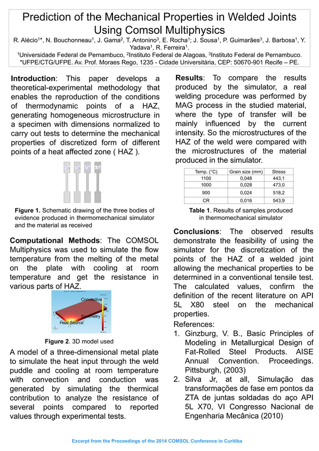 Prediction of the Mechanical Properties in Welded Joints Using Comsol Multiphysics | PDF