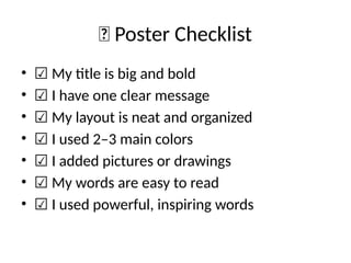 Poster Design Principles lesson for Kids | PPTX