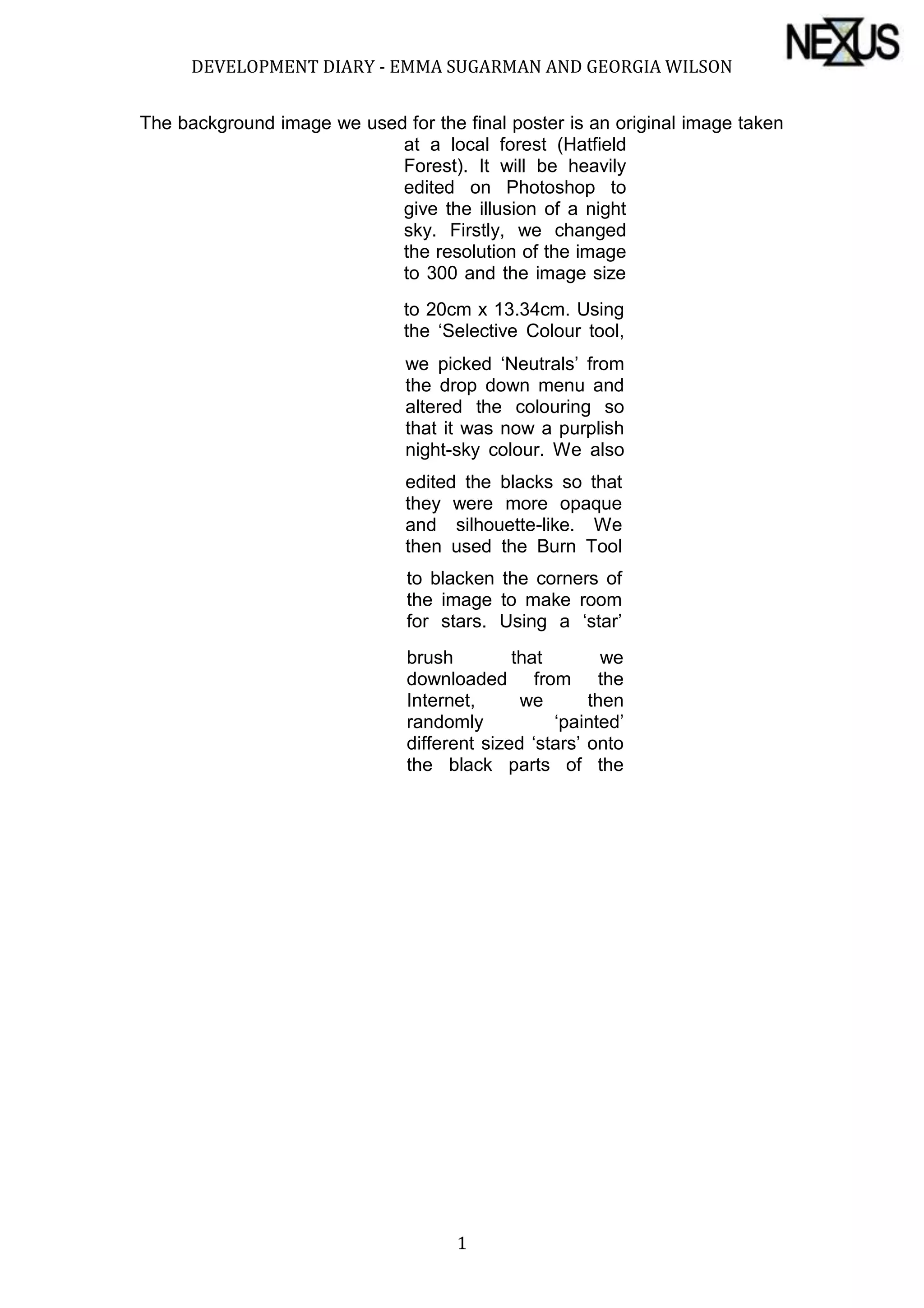 Ancillary Task - Poster - Development Diary | PDF