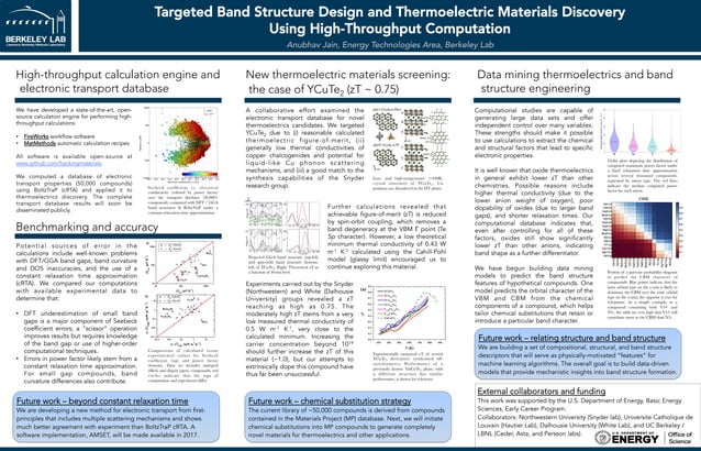 Targeted Band Structure Design and Thermoelectric Materials Discovery Using High-Throughput ...
