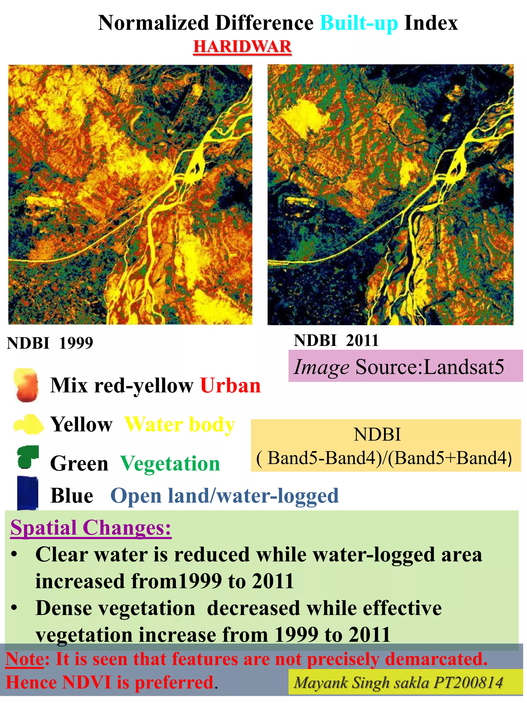 ndvi ndbi digital image processing | PDF