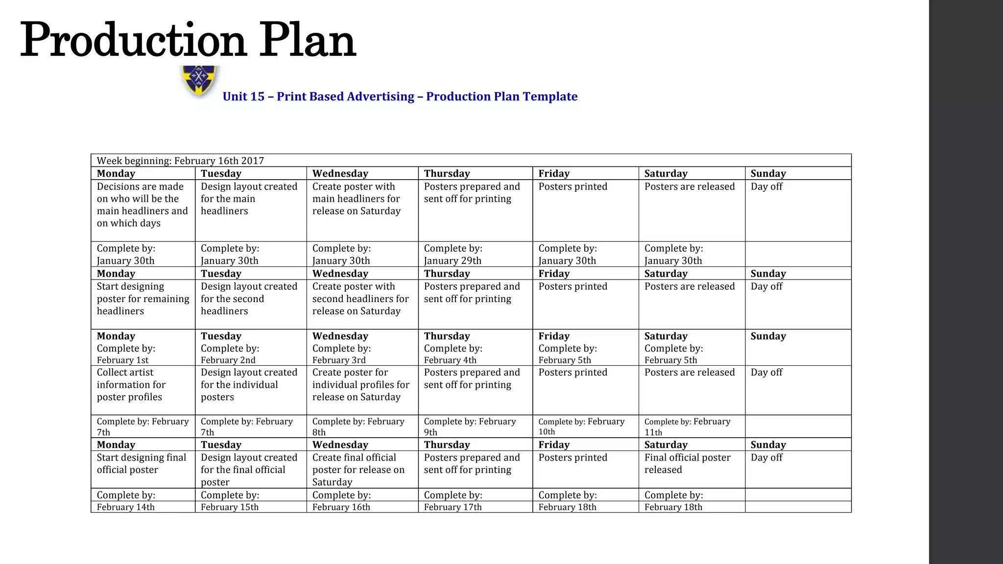 Production Plan | PPTX