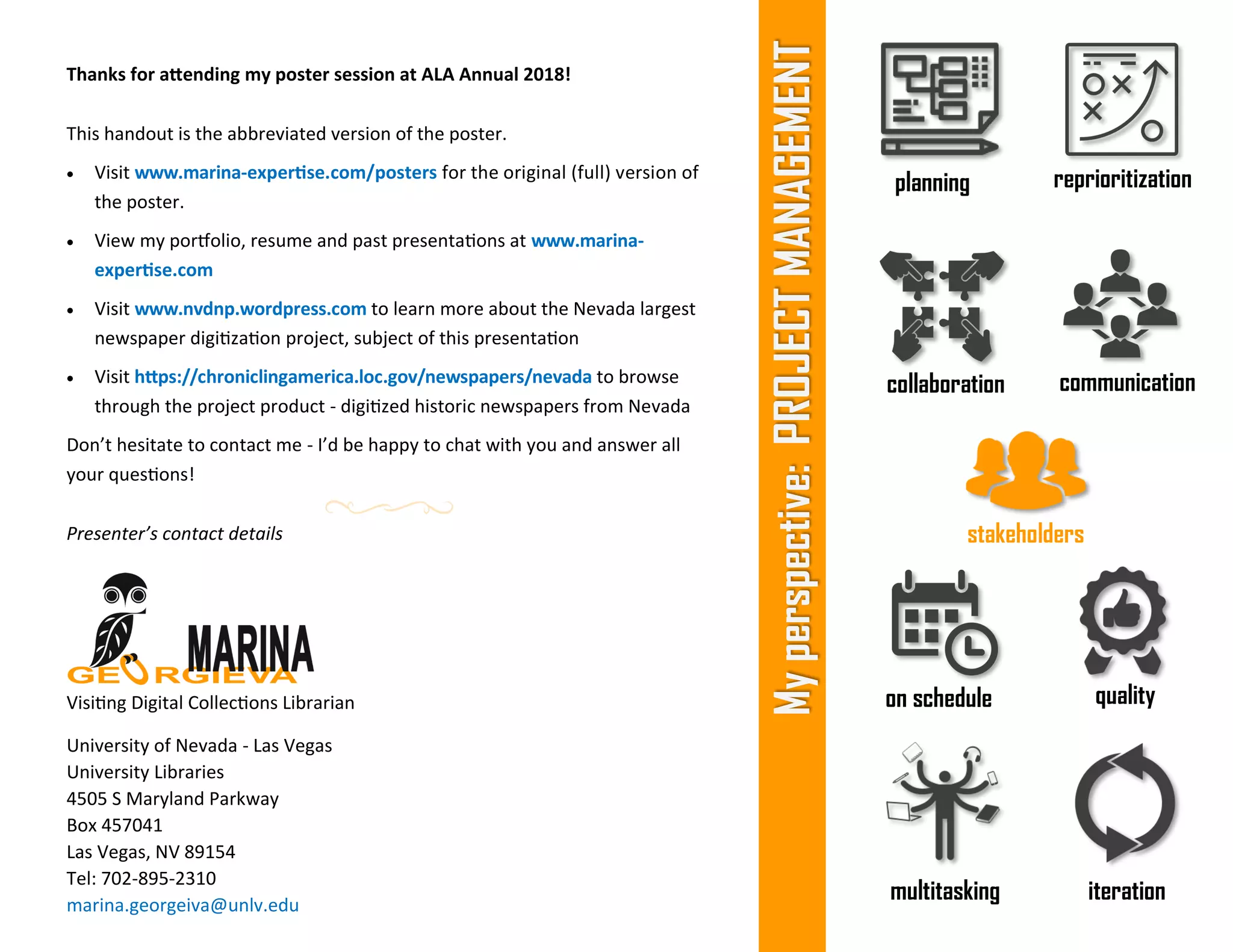 Project Management Poster Handout for ALA Annual 2018 attendees | PPT Project Management Poster Handout for ALA Annual 2018 attendees | PPT