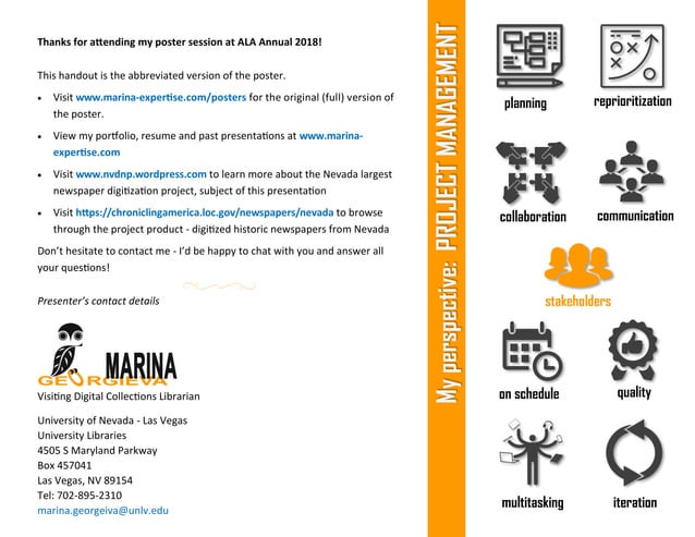 Project Management Poster Handout for ALA Annual 2018 attendees | PDF