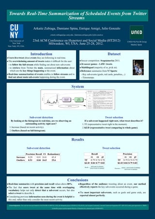 Towards Real-Time Summarization of Scheduled Events from Twitter Streams | PDF