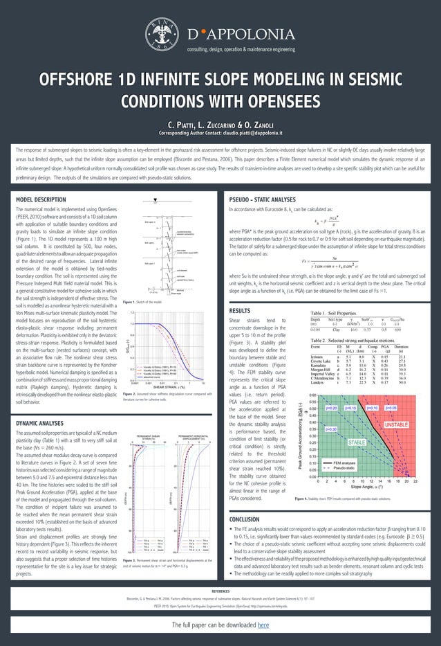 Offshore 1D infinite slope modeling in seismic conditions with opensees | PDF