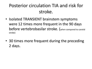 Posterior circulation ischaemic stroke and tia | PPTX