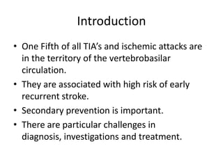 Posterior circulation ischaemic stroke and tia | PPTX
