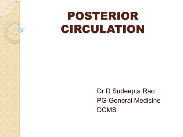 Posterior cerebral circulation - Gross Anatomy | PPTX