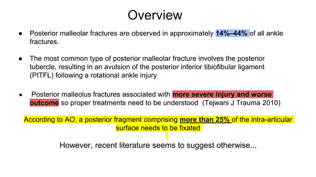 Posterior Malleolar fracture fixation | PPT