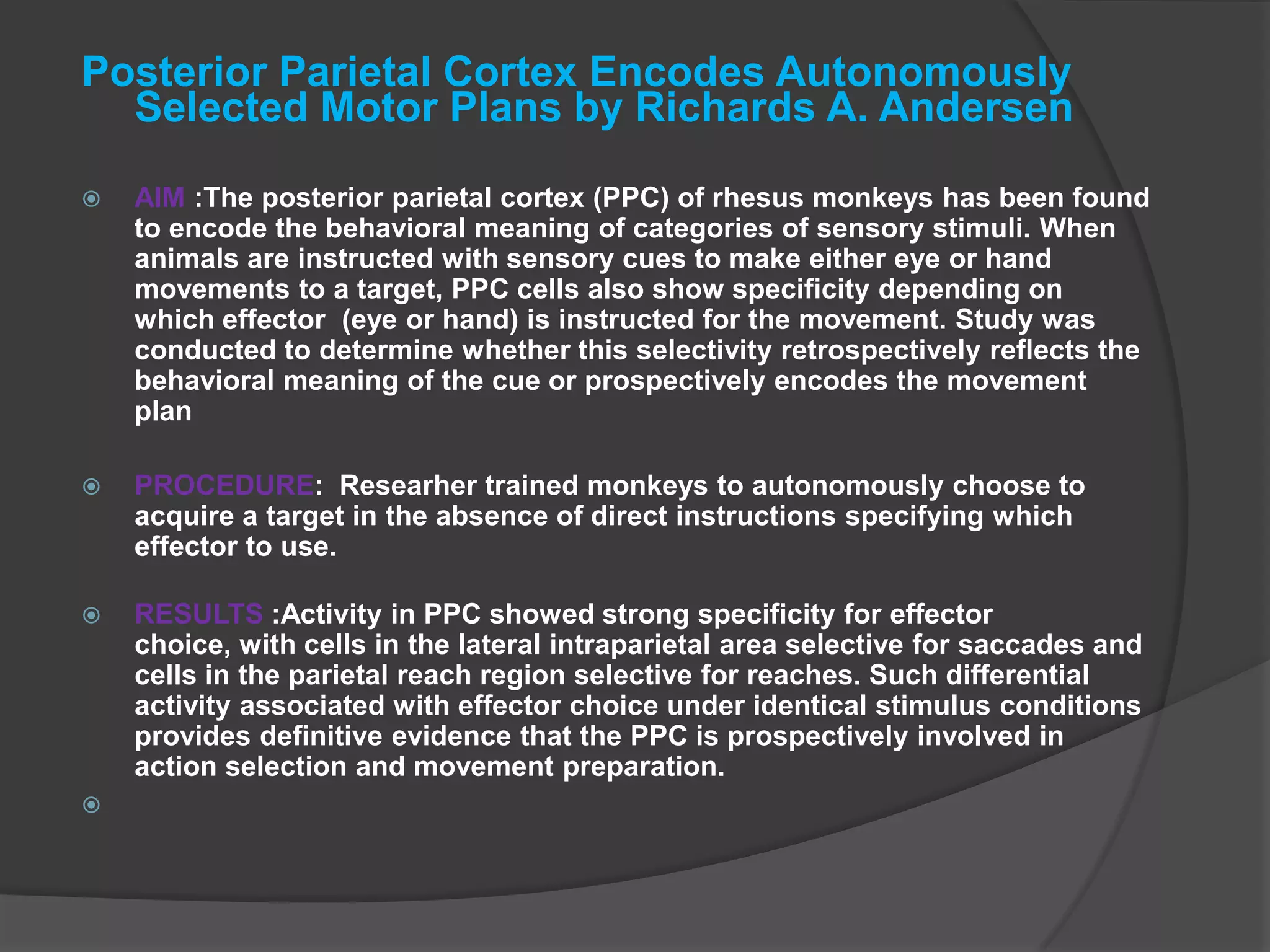 Posterior Parietal Cortex Ppt