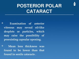 Posterior Polar Cataract PPC in the posterior cortex | PPT