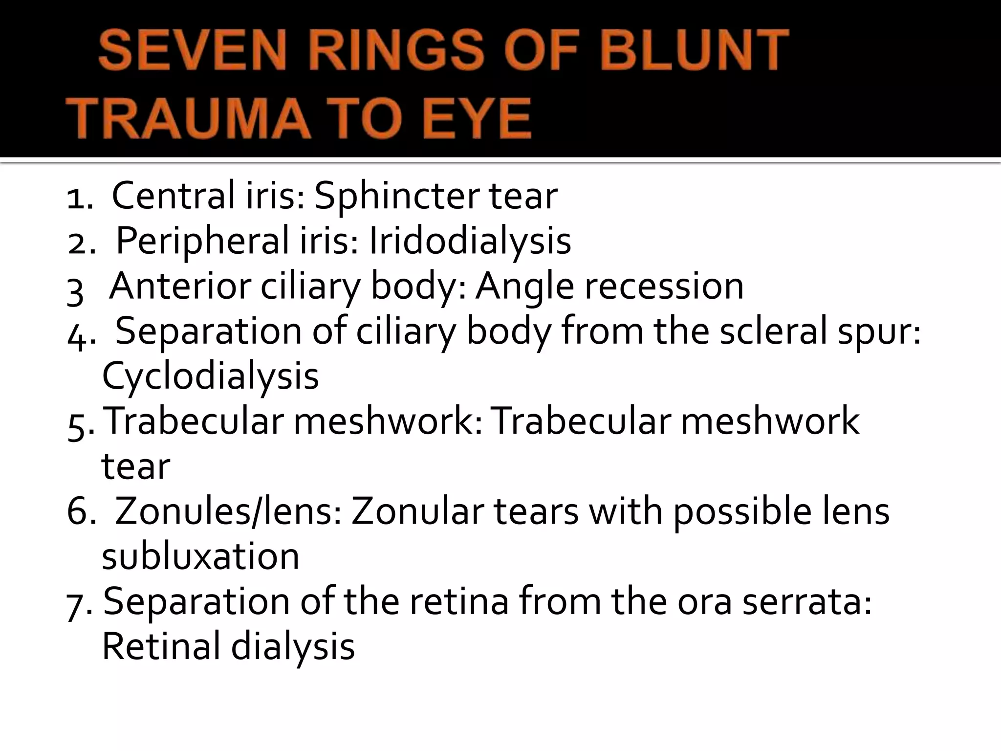Posterior segment manifestations of blunt trauma | PPTX