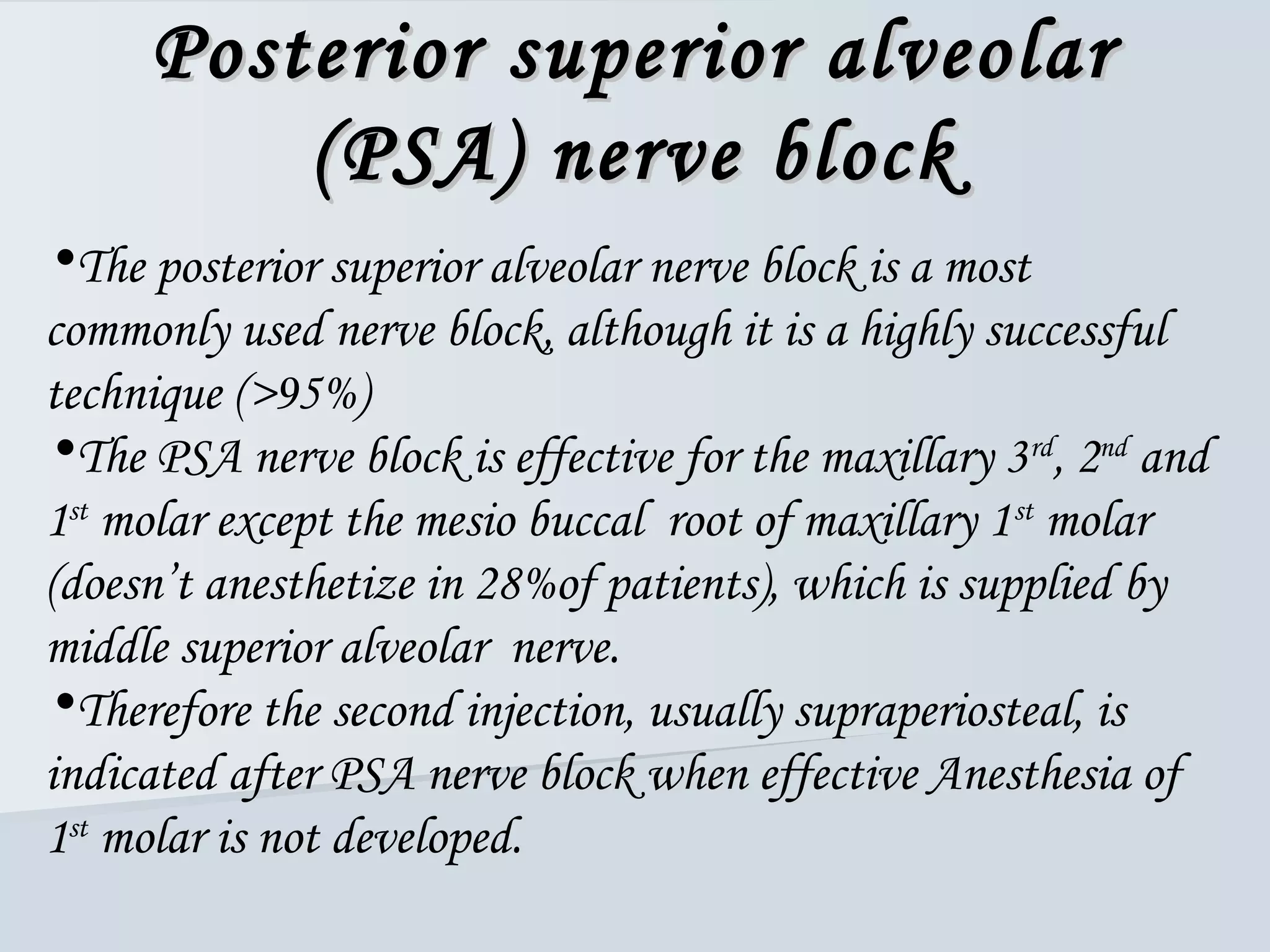 Posterior superior alveolar (psa) nerve block | PPT