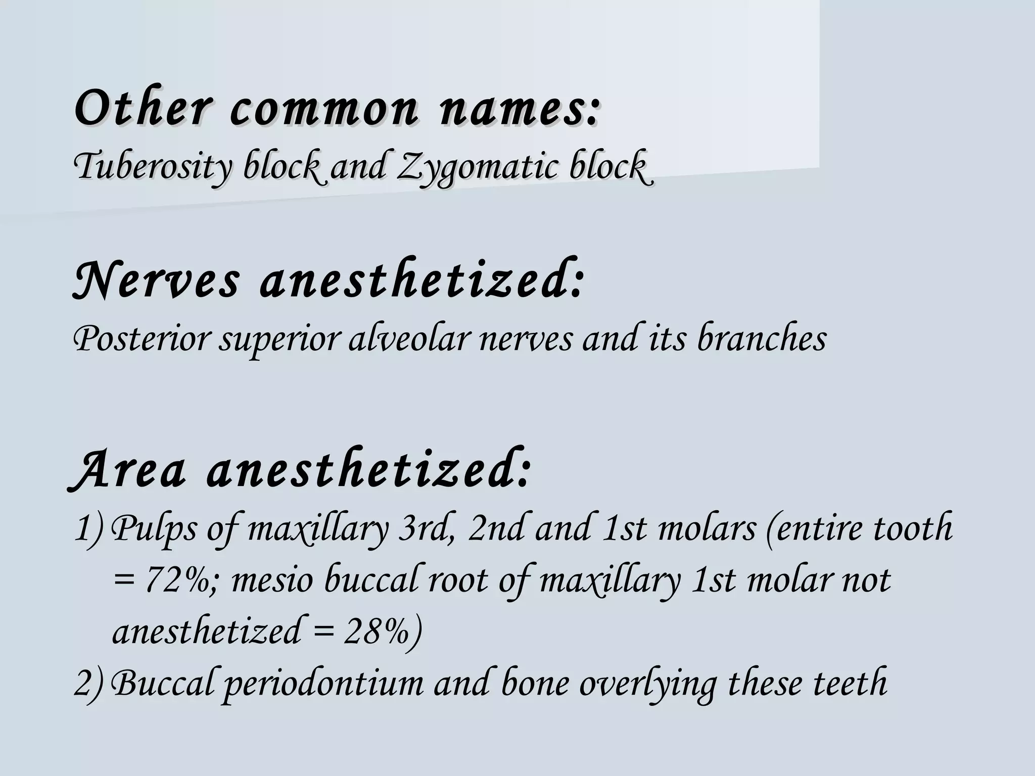 Posterior superior alveolar (psa) nerve block | PPT
