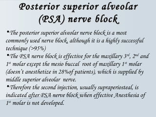 Posterior superior alveolar (psa) nerve block | PPT