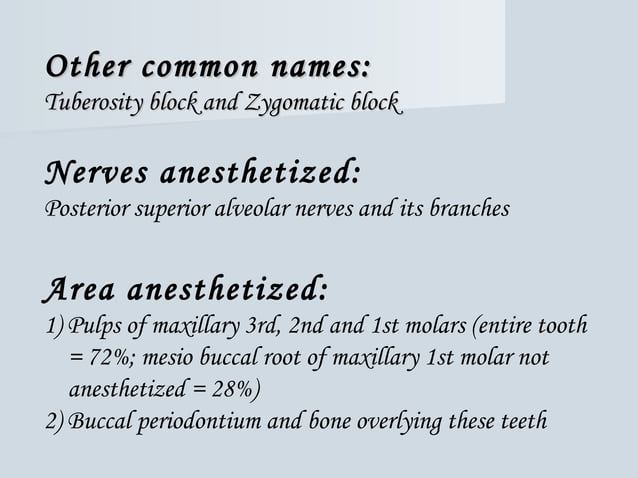 Posterior superior alveolar (psa) nerve block | PPT