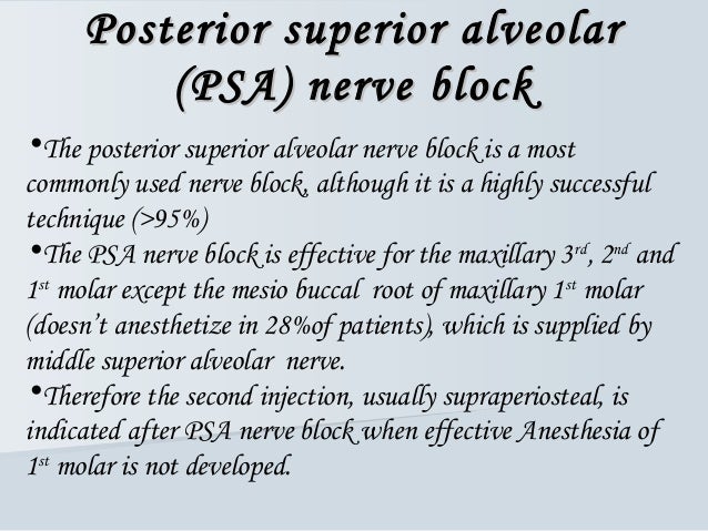 Posterior superior alveolar (psa) nerve block