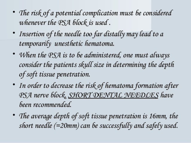 Posterior superior alveolar (psa) nerve block